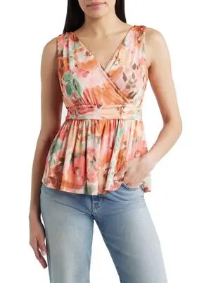 Loveappella Sleeveless Peplum Top - Blush