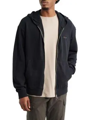 PALMES Waffle Stitch Full Zip Hoodie - Black