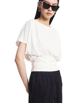 NINETY PERCENT Wren Ruched Hem Tee - Chalk