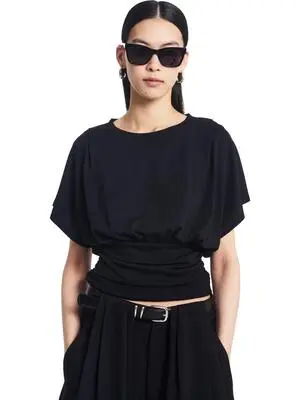 NINETY PERCENT Wren Ruched Hem Tee - Black