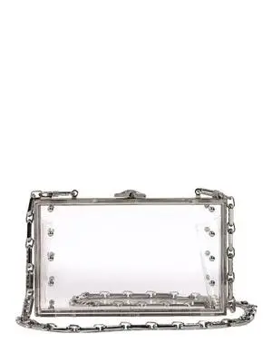 DESERI Halo Crossbody Clutch With Fox Head Clasp - Silver