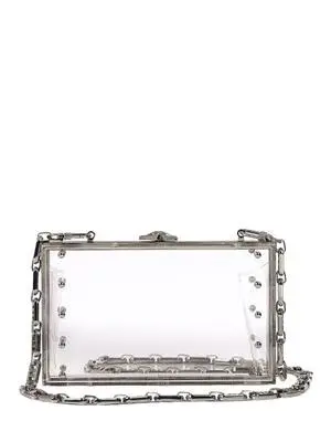 DESERI DESERI Halo Crossbody Clutch With Fox Head Clasp Silver