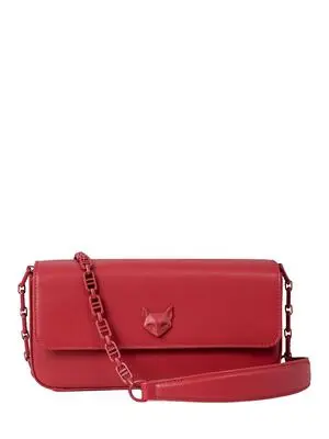 DESERI DESERI MICHELE Monochrome Crossbody Clutch In Calf Leather Red