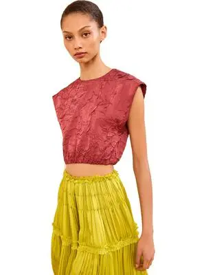 Ulla Johnson Satin Crop Top - Fig