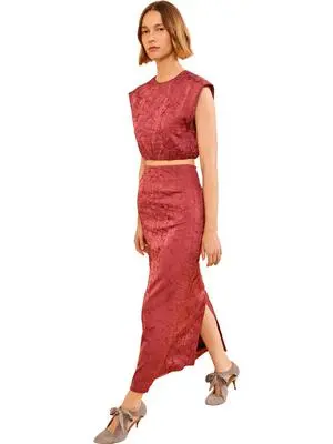 Ulla Johnson Inez Satin Pencil Skirt - Fig