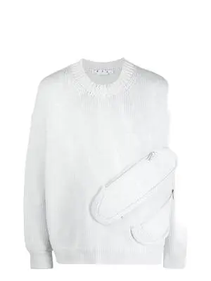 Off-White Zip-compartment Crew-neck Sweatshirt - Grey