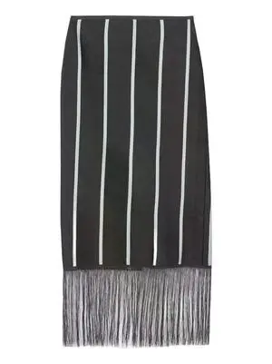 3.1 Phillip Lim Striped Fringed Midi Skirt - Black