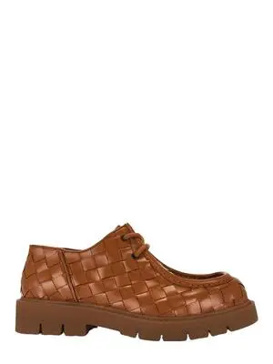 Bottega Veneta Deep Calf Weave Haddock Lace Up - Light Wood