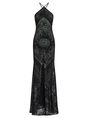 Roberto Cavalli Patterned Jacquard Maxi Dress - Black