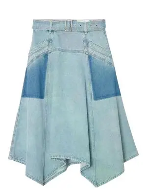 3.1 Phillip Lim Patchwork Belted Midi Skirt - Blue