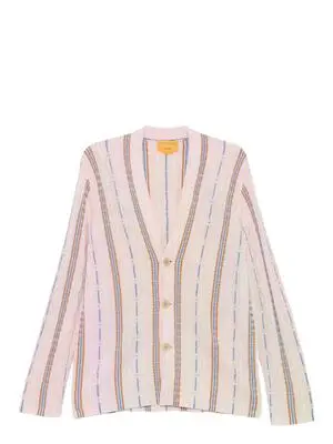 Guest In Residence Striped Baja Buttoned Cardigan - Pink