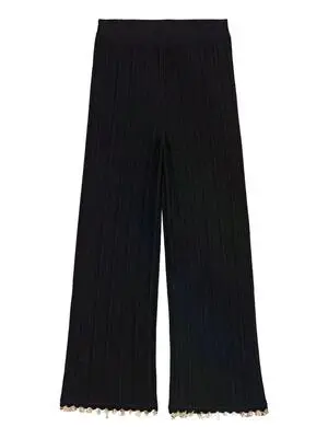 Maje Scalloped Embellished Trousers - Black