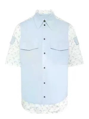 MARINE SERRE Contrasted Moon Short Sleeve Shirt - Blue