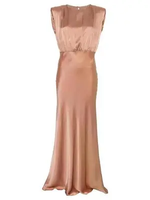 SEMICOUTURE Casilda Gathered Maxi Dress - Neutrals