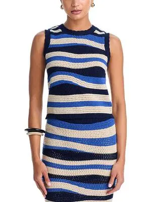 Aqua Wavy Crochet Tank - Blue Multi