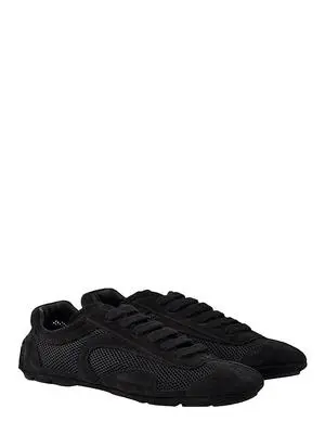 Prada Prada Montecarlo Re-Edition 2005 Suede And Mesh Lace-Up Sneakers Black