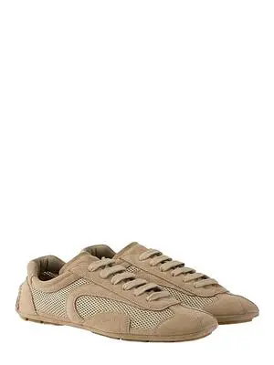 Prada Prada Montecarlo Re-Edition 2005 Suede And Mesh Lace-Up Sneakers Neutral