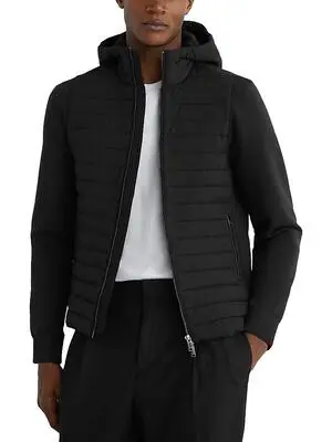 REISS Hooded Zip Through Jacket - Black