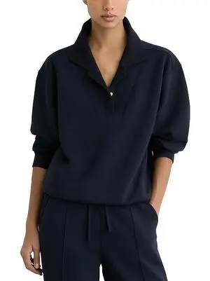 REISS Bella Sweatshirt With Stand Collar - Navy