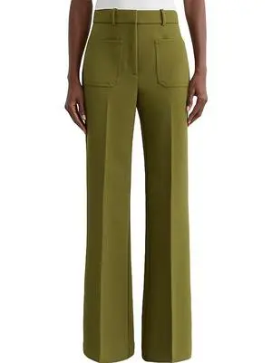 REISS Priya Flare Trousers - Chartreuse