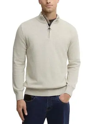 Barbour Half Zip Cotton Sweater Neutral