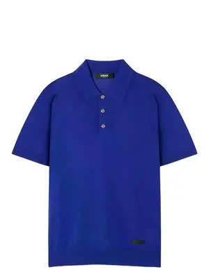 Versace Fine-knit Polo Shirt - Blue