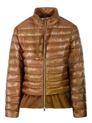 Herno Ruffled Puffer Coat - Brown