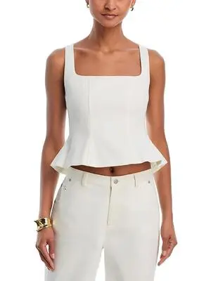 French Connection Inez Twill Peplum Top - Summer White