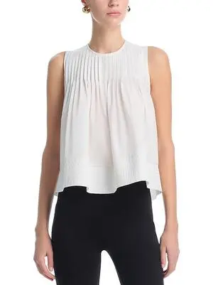 Aqua Pintuck Tank Top - White