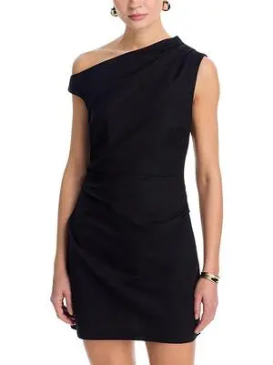 Aqua Asymmetric Mini Dress - Black