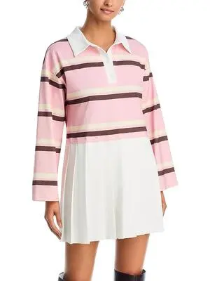 Aqua Multi Stripe Layered Mini Dress - Pink Multi