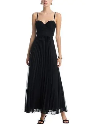 AQUA Solid Pleated Maxi Dress