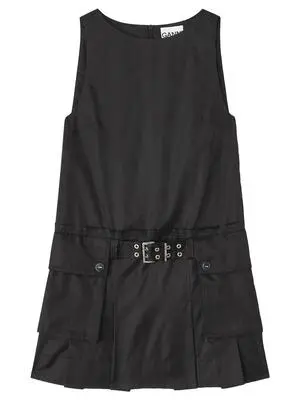 GANNI Belted Mini Dress - Black