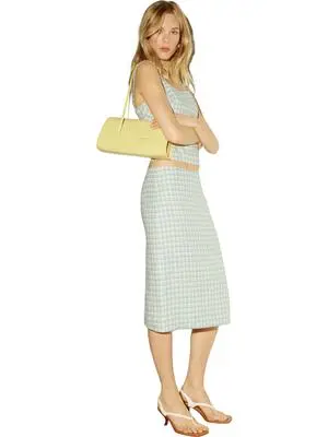 REFORMATION Fleur Linen Midi Skirt Blue