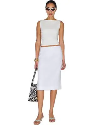 REFORMATION Fleur Linen Midi Skirt Ivory