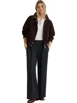 REISS Remi Petite Pinstripe Wide-leg Joggers - Navy