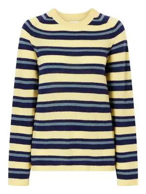 THE ELDER STATESMAN Laurel Striped Cashmere Sweater - Blue