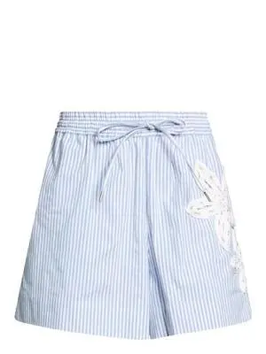Sandro Striped Embellished Relaxed Fit Shorts - Blue