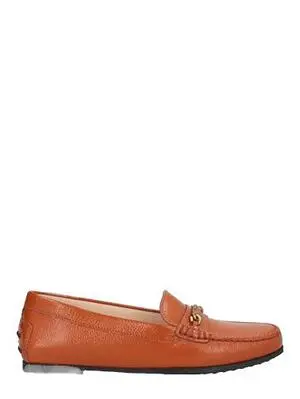 TOD'S Apricot Leather Loafers Brown
