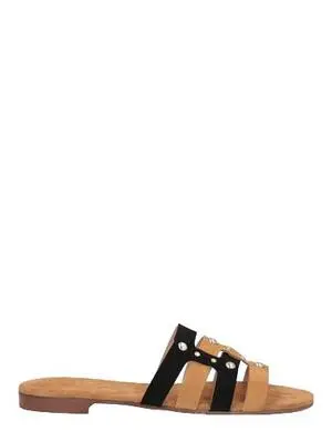 DIVINE FOLLIE Leather Sandals With Studs - Brown