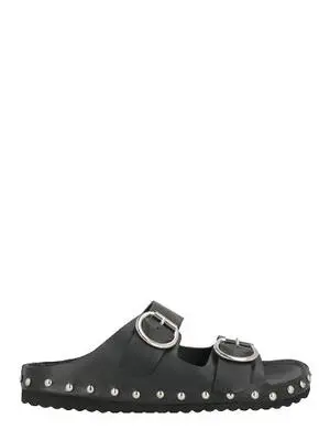 DIVINE FOLLIE Leather Sandals With Buckle And Stud Detailing - Black