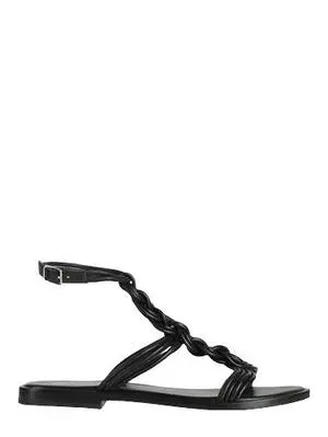 DIVINE FOLLIE Leather Gladiator Sandals - Black