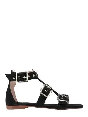 DIVINE FOLLIE Leather Gladiator Sandals - Black