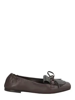 Brunello Cucinelli Leather Loafers With Appliqués - Brown