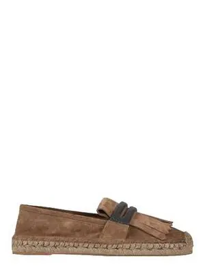 BRUNELLO CUCINELLI Leather Espadrilles With Metal Appliqués