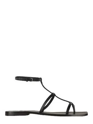 Brunello Cucinelli Leather Sandals With Appliqués - Black