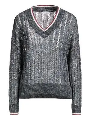Brunello Cucinelli Crochet-knit Mélange Sweater - Navy