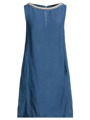 120% Lino Mini Linen Flared Dress - Navy