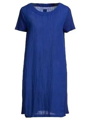 120% Lino Mini Linen Dress - Blue