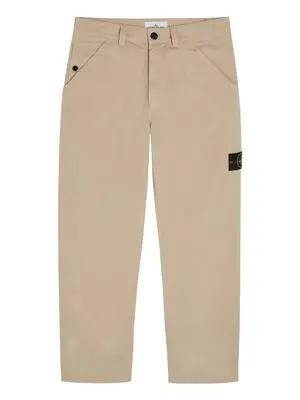 Stone Island Cotton Ripstop Straight-leg Trousers - Sand